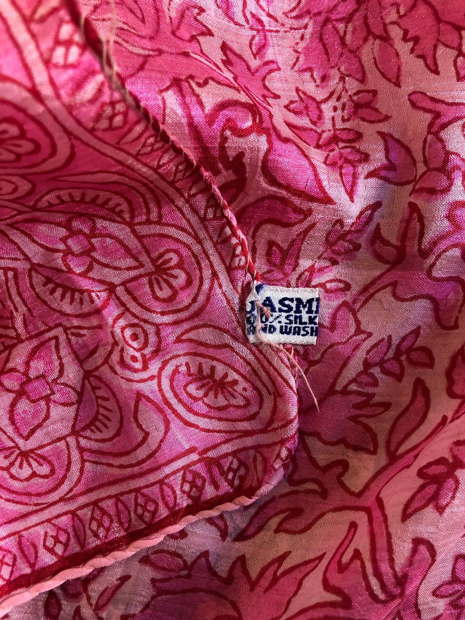 70's Silk Indian Gauze Block Print Hot Pink Boho Hippy - Etsy