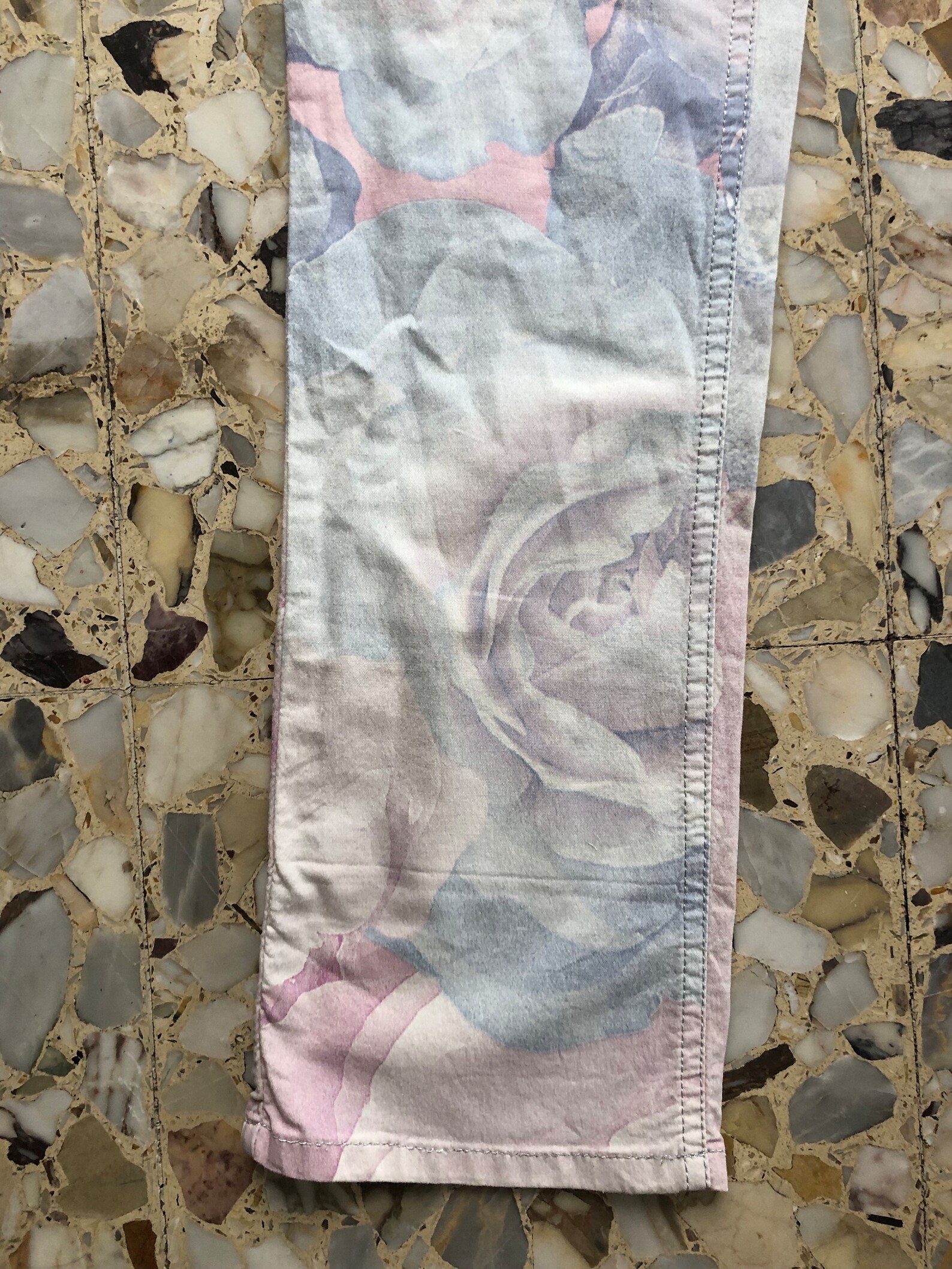Y2K Cavalli Giant Faded Roses Floral Cropped Euro Trash Club Kid Jeans ...