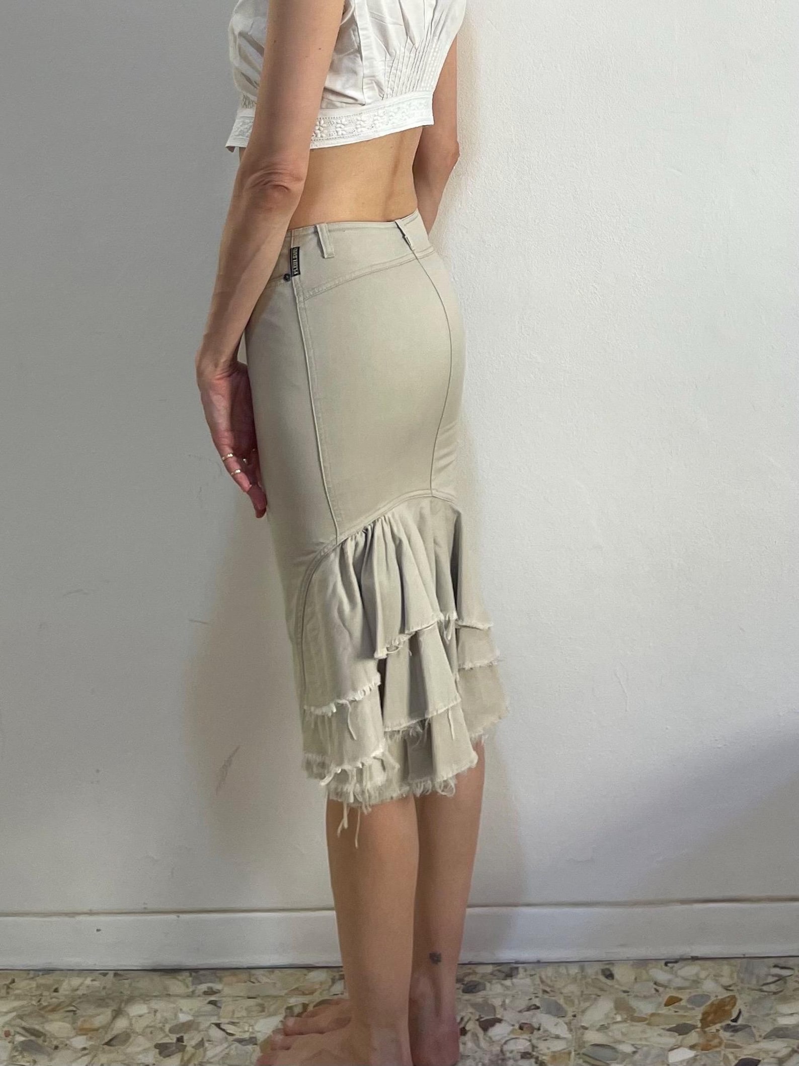 Y2K Plein Sud Denim Skirt Asymmetrical Hem Full Flirty Club Kid Size ...