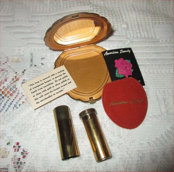 RARE! Glam WALLET Elgin/American Beauty Compact & Lip… - Gem