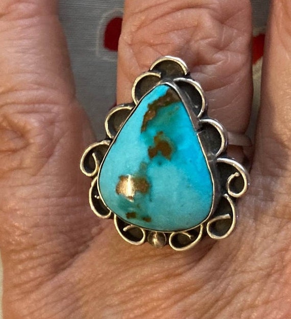 Chic Teal Turquoise Native American NAVAJO Vintage 92… - Gem