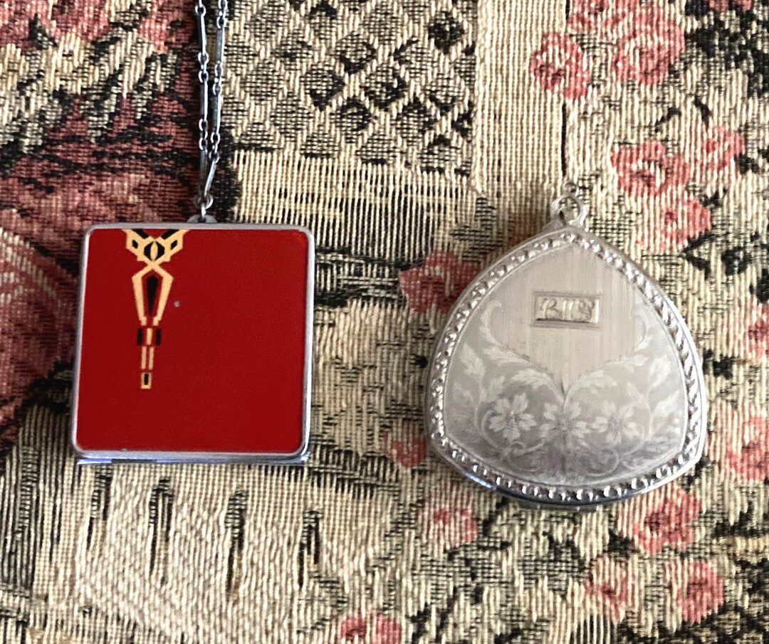 Red-hot DECO Duo! Vintage ELGIN & EVANS Compact Lot ~flapper 1920s ...
