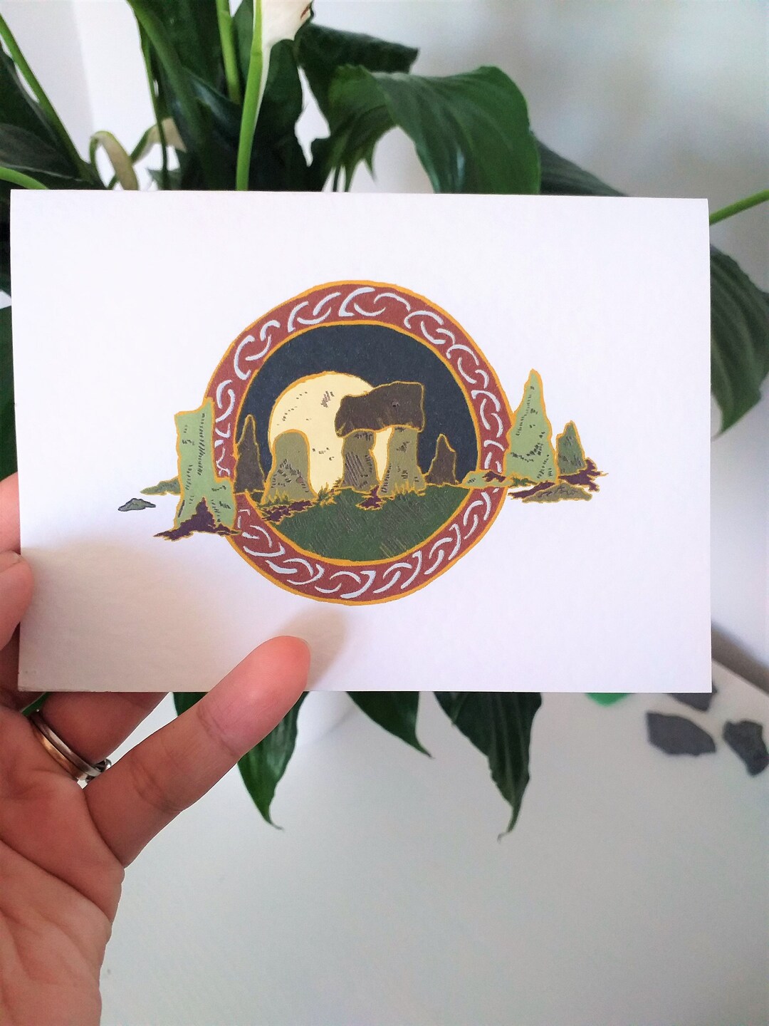 Yule/ Solstice Card With Glow in the Dark Pin Badge Standing - Etsy