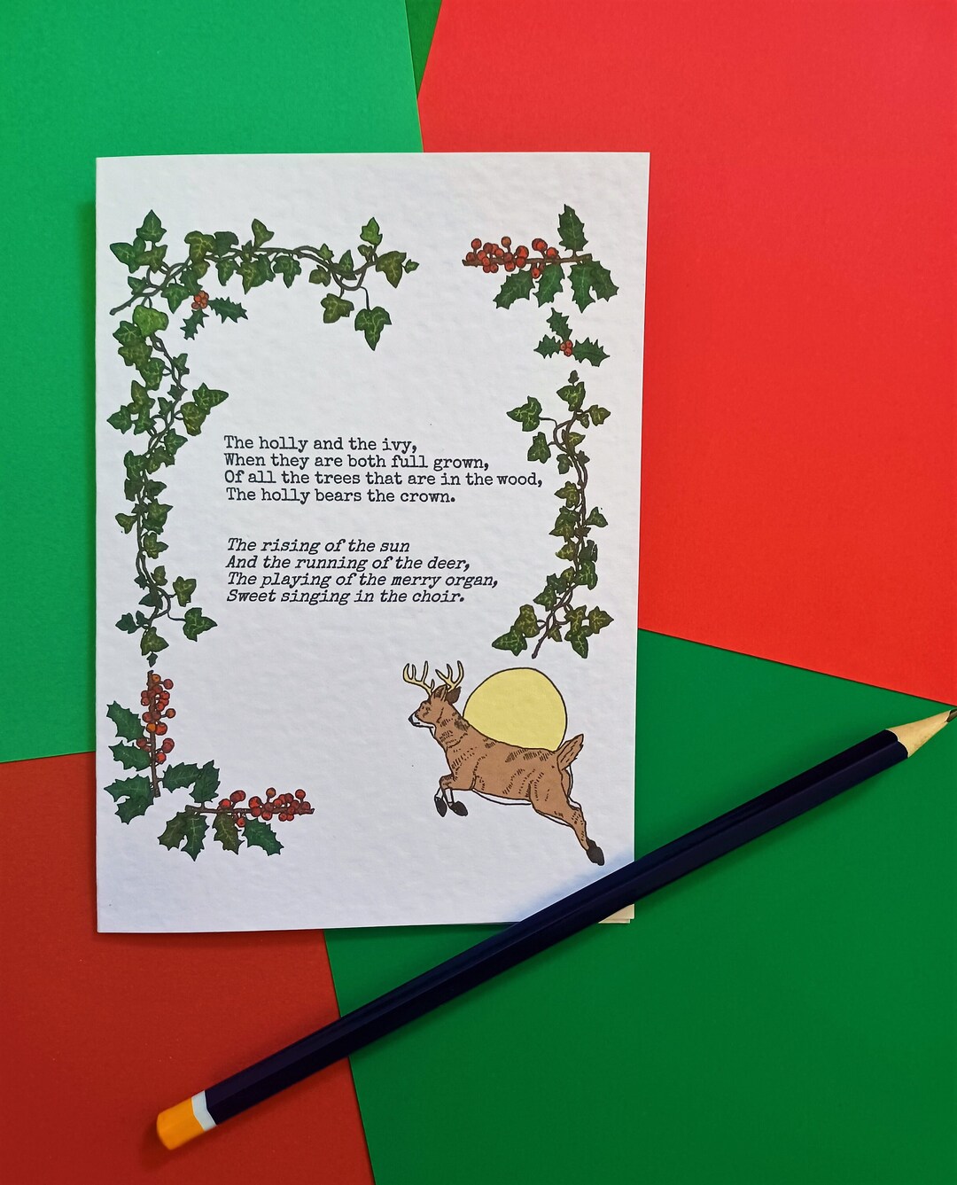 The Holly and the Ivy - Christmas Card, A6 Size - Etsy