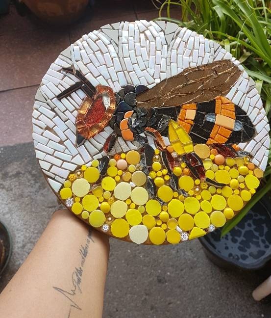 Mosaic Honey Bee Sitting on a Flower - Etsy UK