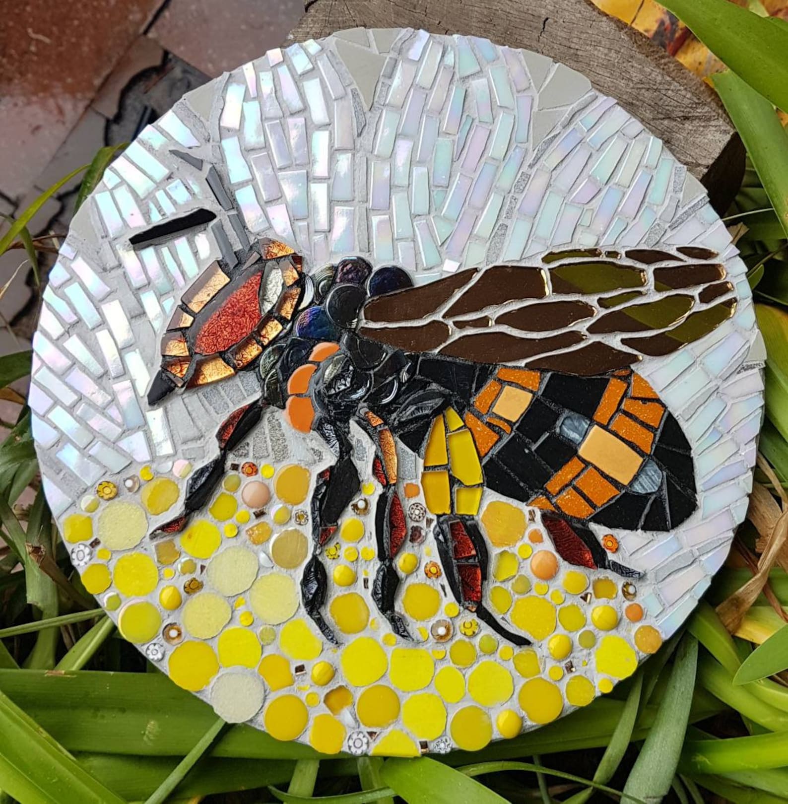 Mosaic Honey Bee Sitting on a Flower - Etsy UK