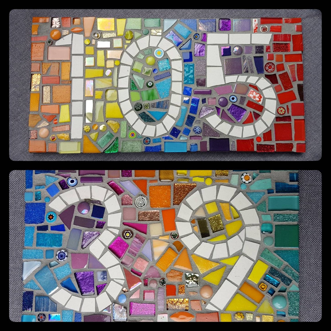 Mosaic Rainbow Door number Plaques one digit no boarder | Etsy