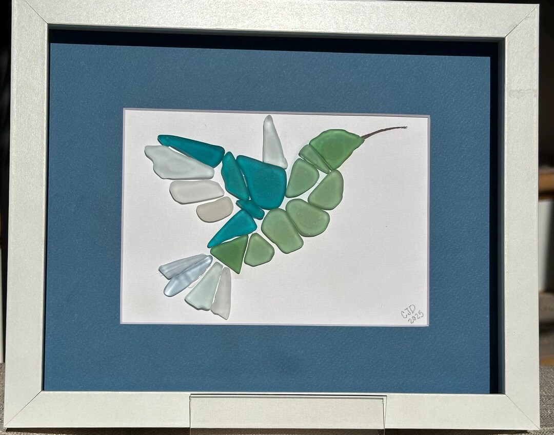 Sea Glass Hummingbird, Beach Glass Art, Hummingbird Wall Art, Ocean ...