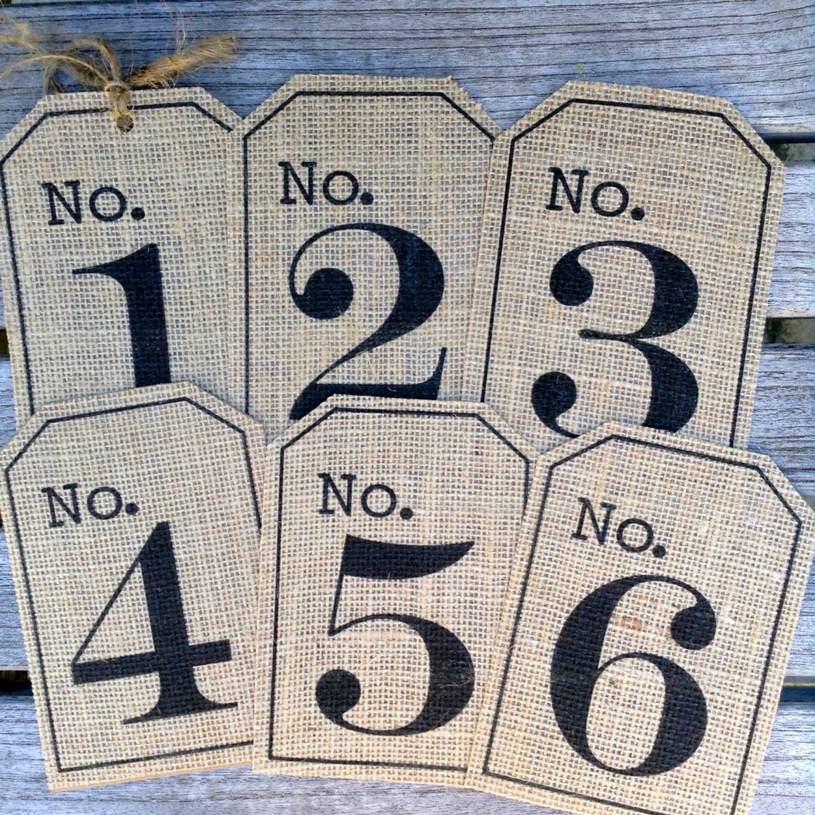 Burlap Table numbers Rustic table numbers Burlap hang tags | Etsy