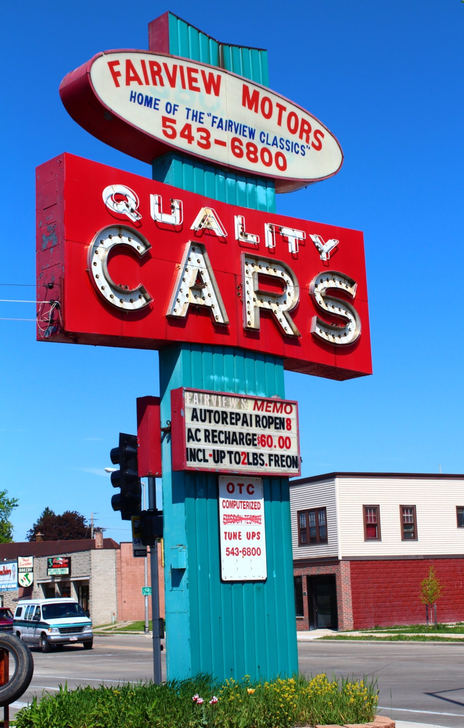 Retro Vintage Turquoise Blue Red Car Repair Shop Sign | Etsy
