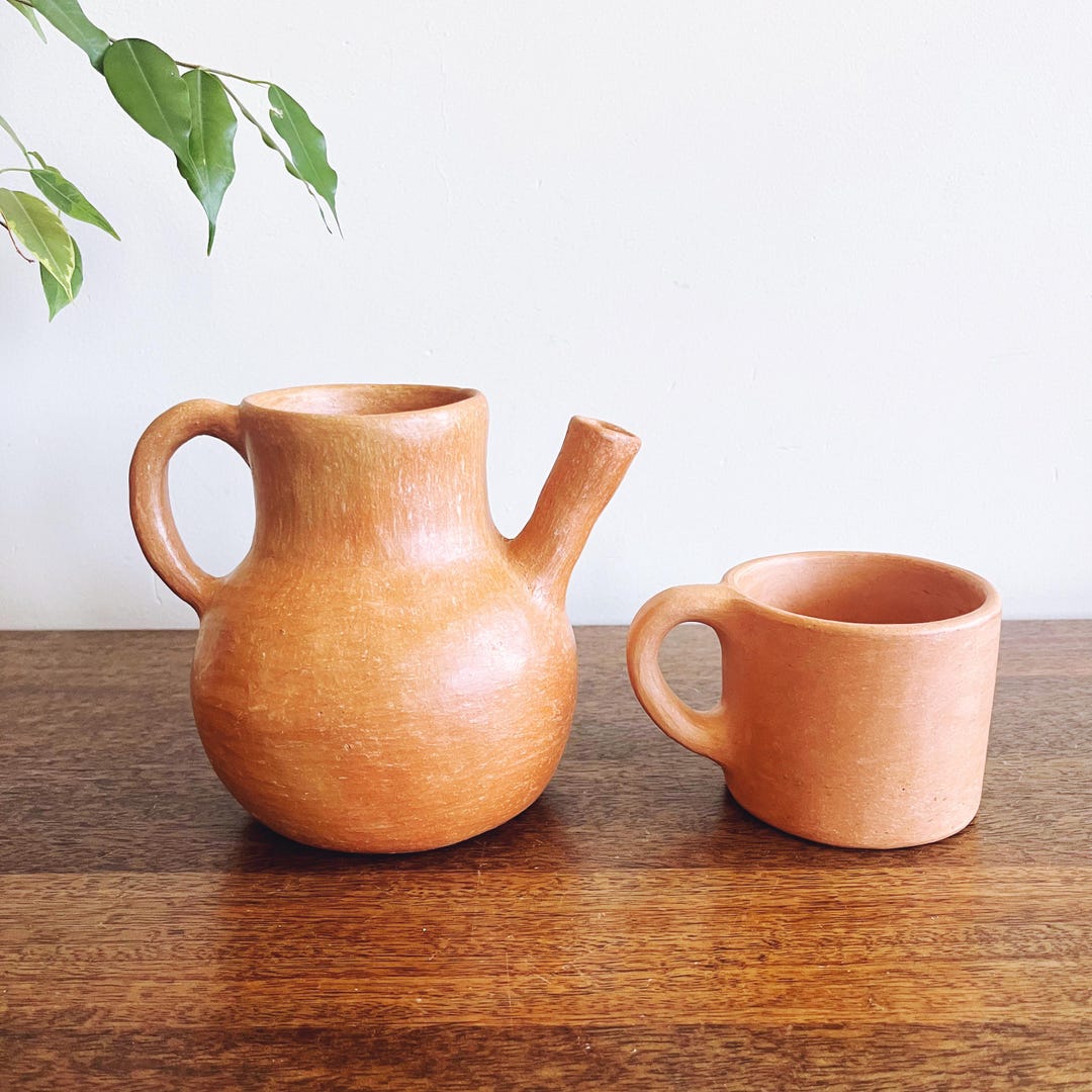 Oaxacan Barro Rojo Clay Pitcher and Mug - Etsy