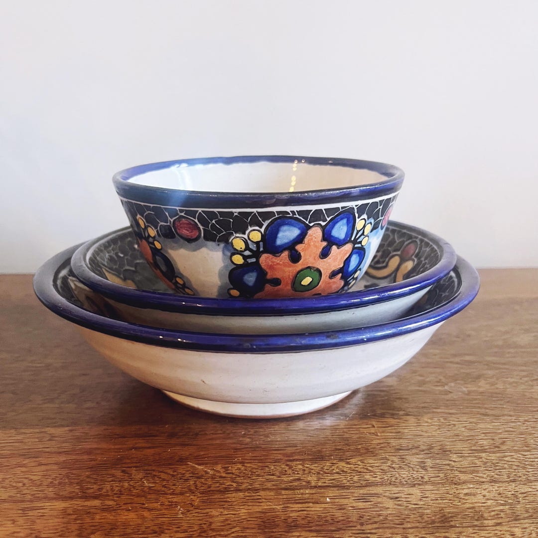 Vintage Casa Rugerio Puebla Mexico Hand-painted Bowls - Set of 3 - Etsy