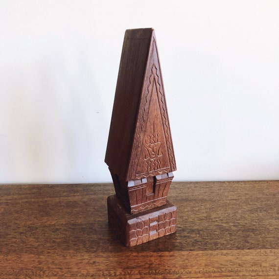 Vintage Hand-carved Wooden House Statue - Etsy