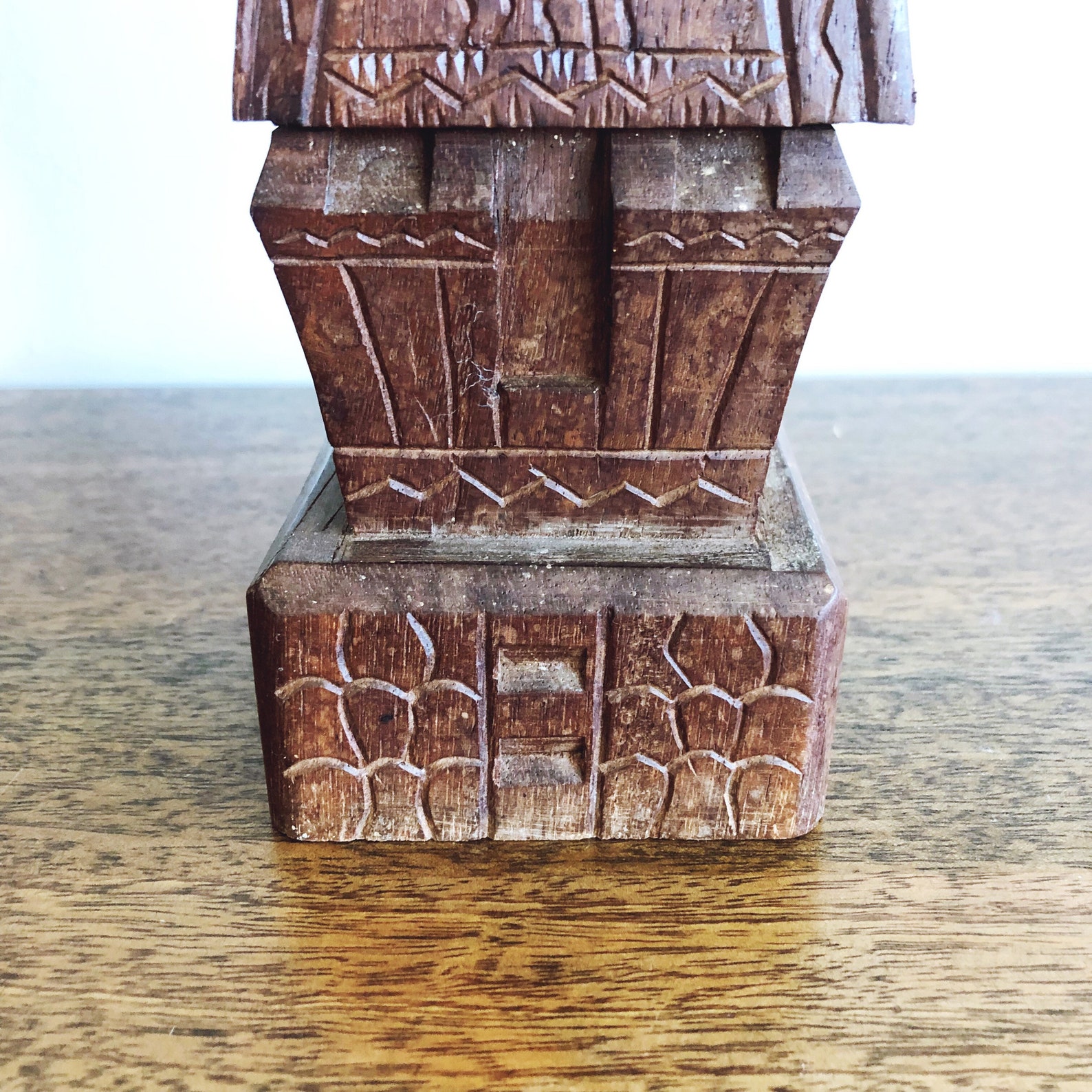 Vintage Hand-carved Wooden House Statue - Etsy