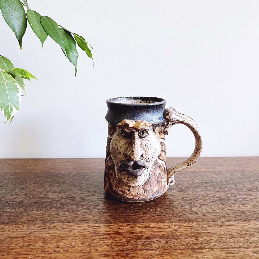 Vintage Stoneware Studio Pottery Silly Face Mug - Etsy