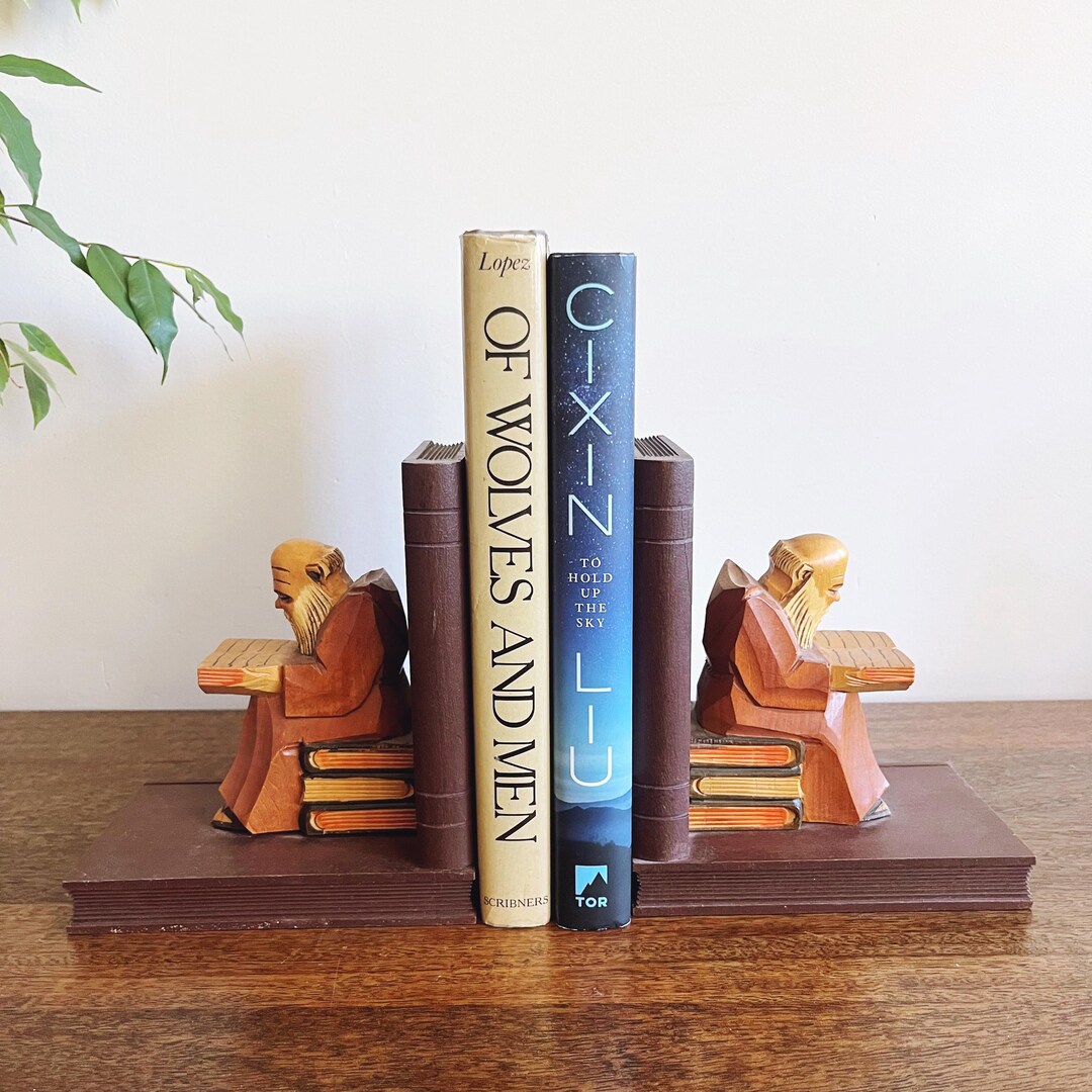Vintage Reading Monk Wooden Bookends - Etsy