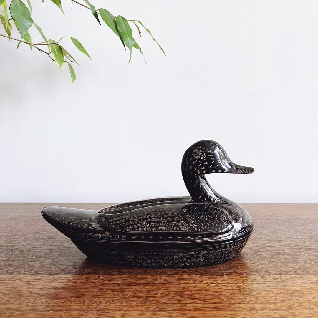 Vintage Indian Lacquerware Wooden Duck Box - Etsy