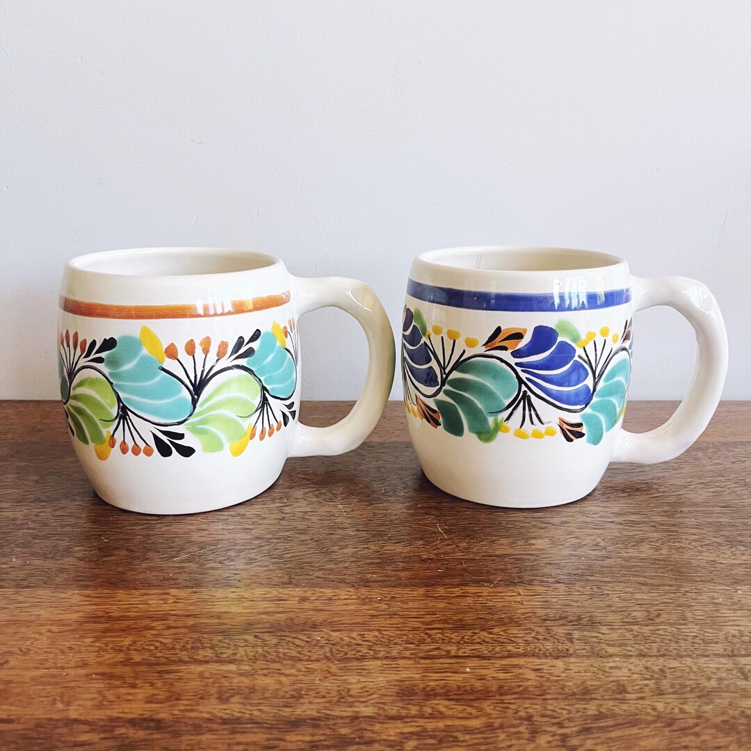 Vintage Mexican Talavera Ceramic Mugs - Pair - Etsy