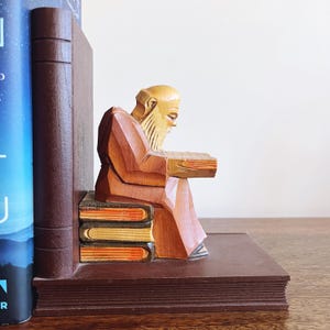 Vintage Reading Monk Wooden Bookends - Etsy