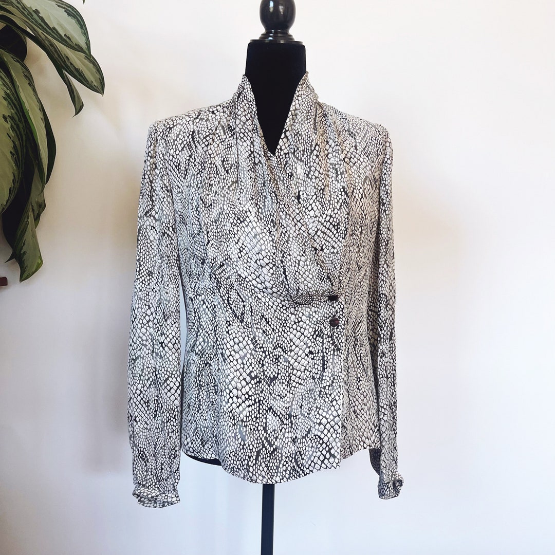 Vintage Barrie Pace Silk Snakeskin Print Women’s Blouse - Size 6 - Etsy