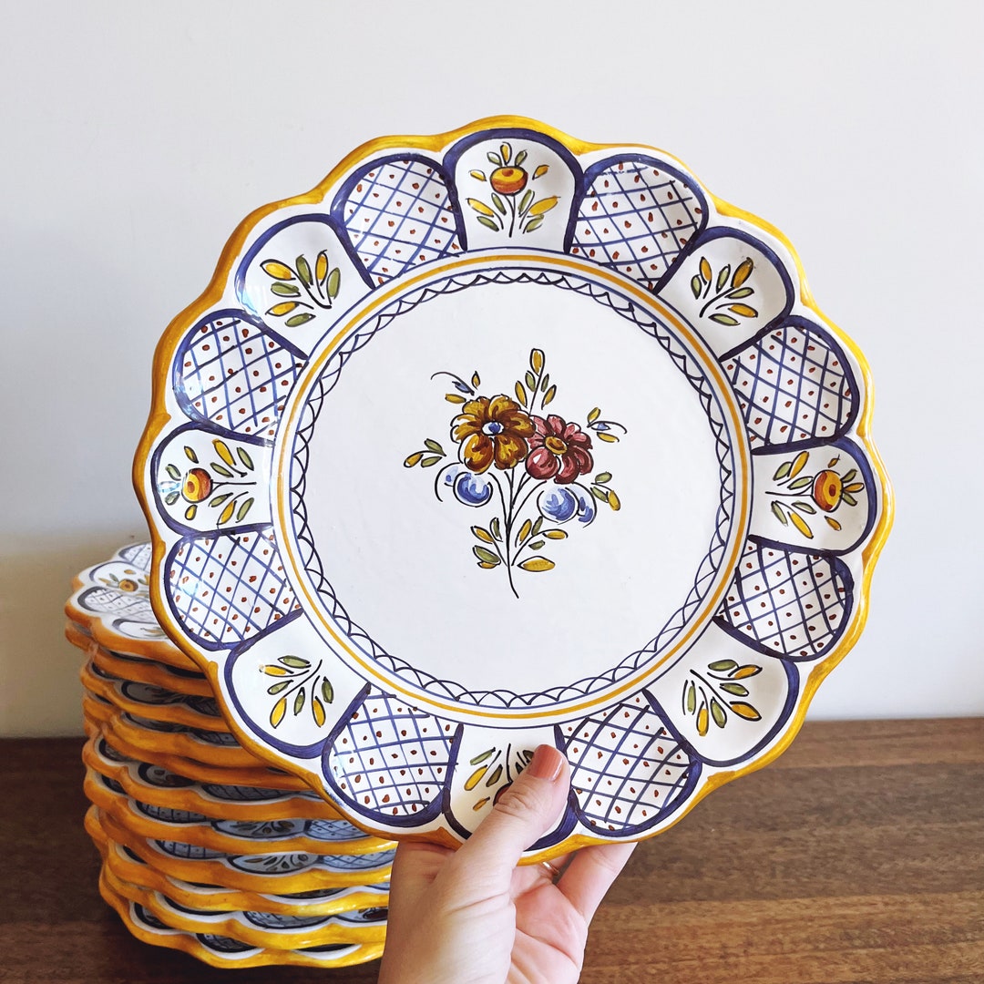 Vintage Spanish Talavera Ceramic Plates - Set of 12 - Etsy