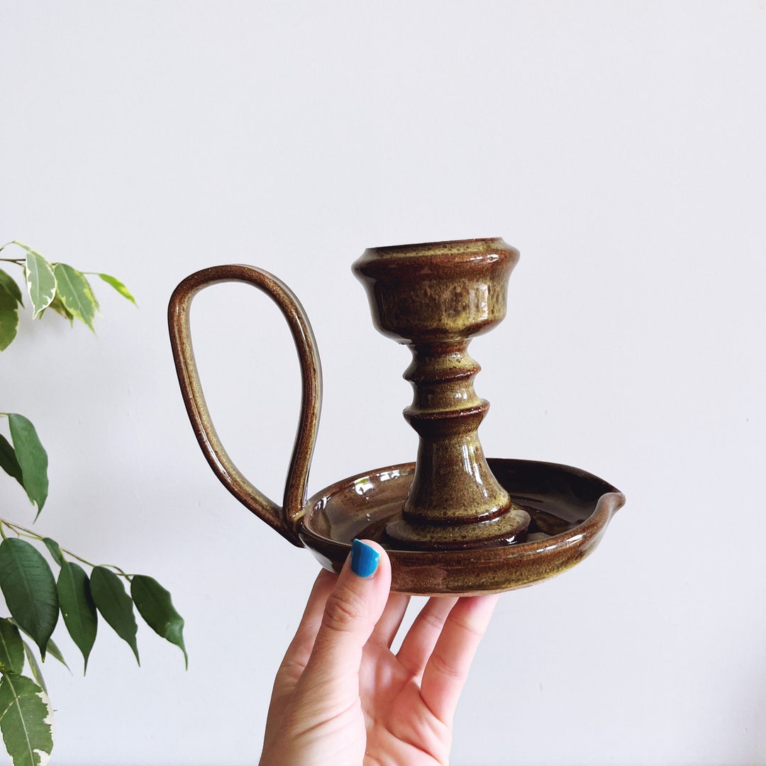 Vintage Pottery Candlestick Holder - Signed by Artist - Etsy