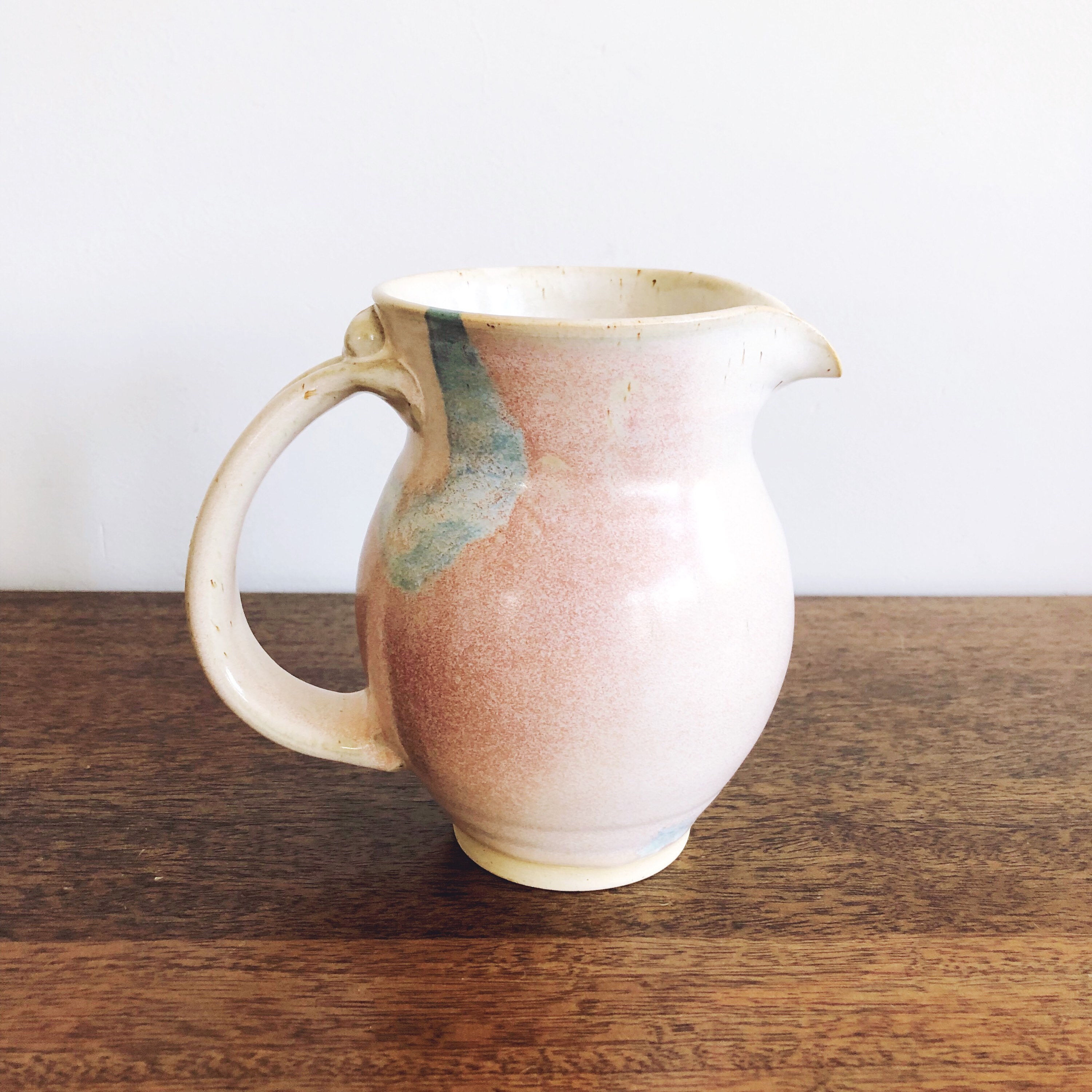 Drink & Barware Vintage Stoneware Pottery Handmade Pink Pitcher ...