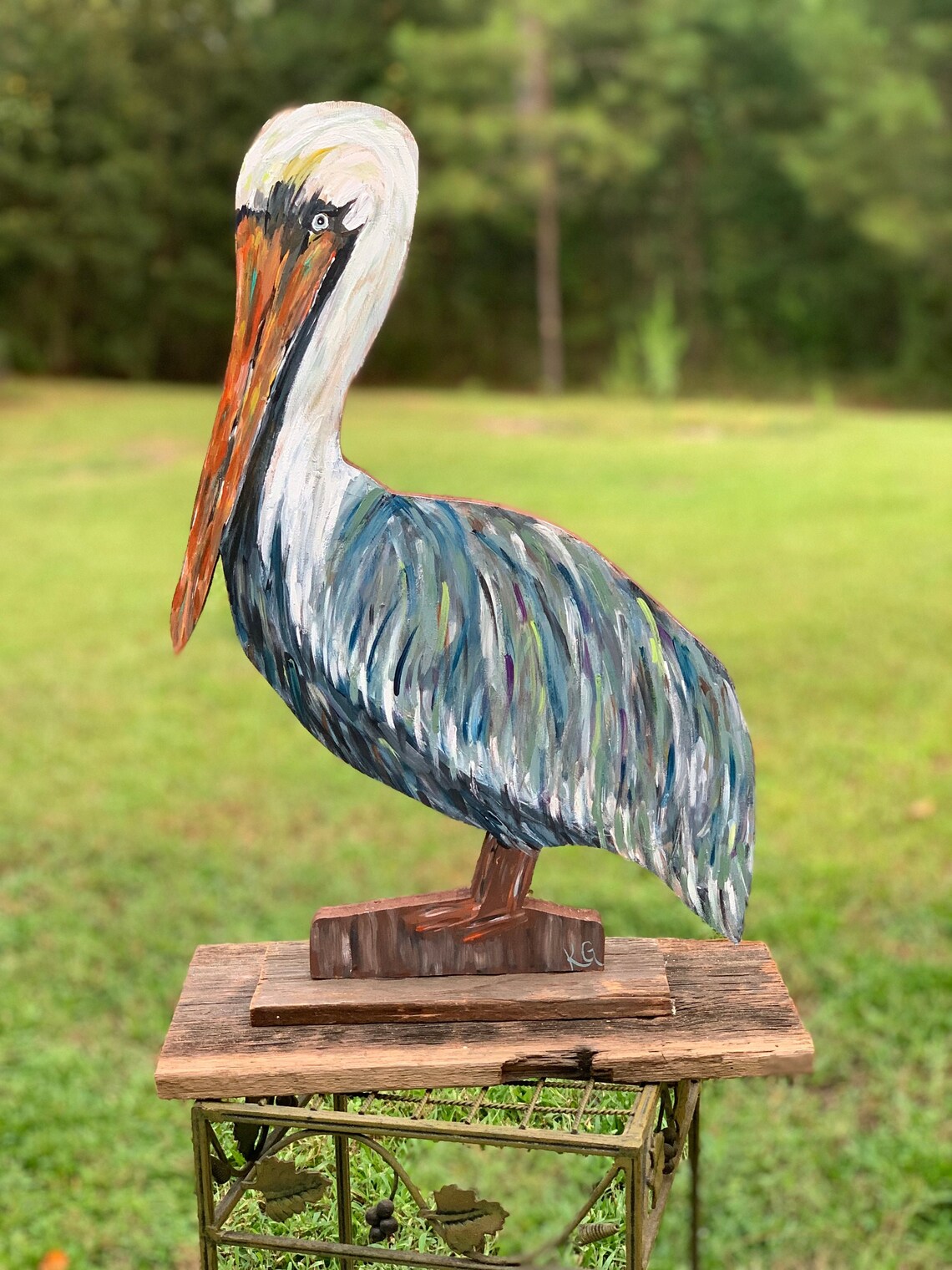 Wooden Hand-painted Pelican coastal Decor Pelican Original - Etsy