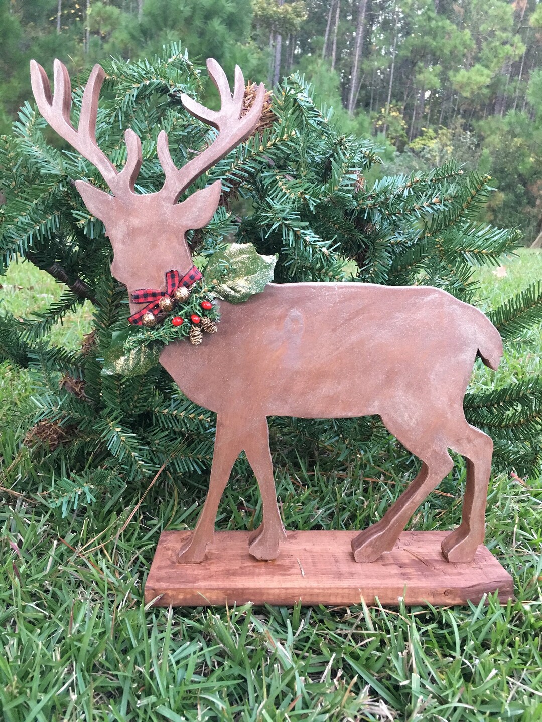 Rustic Wooden Reindeer wooden Reindeer Standing Up, Wooden Shimmer ...