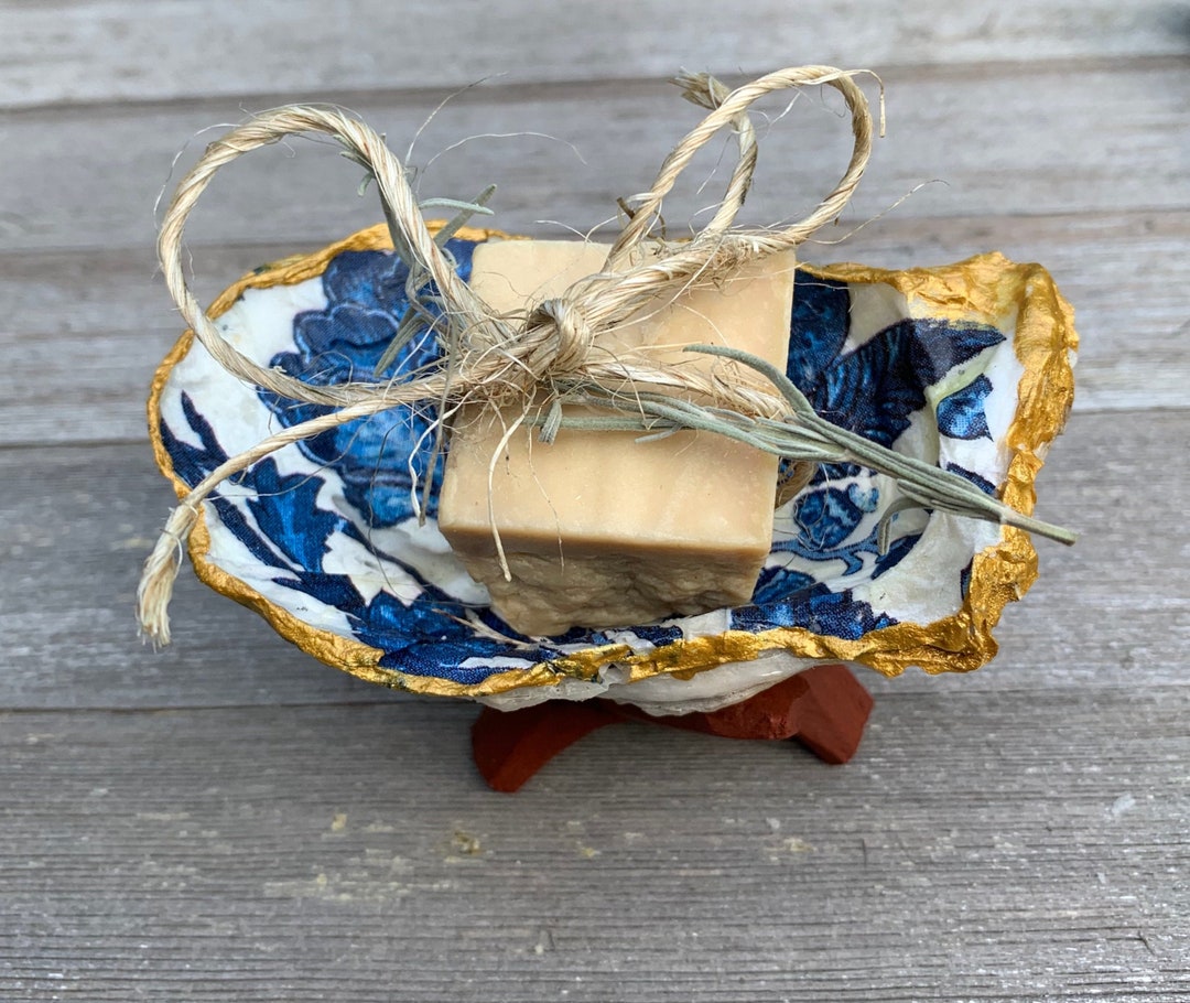 Decoupaged Oyster Soap Dishes, Handmade Seashell Soaps, Coastal Decor ...