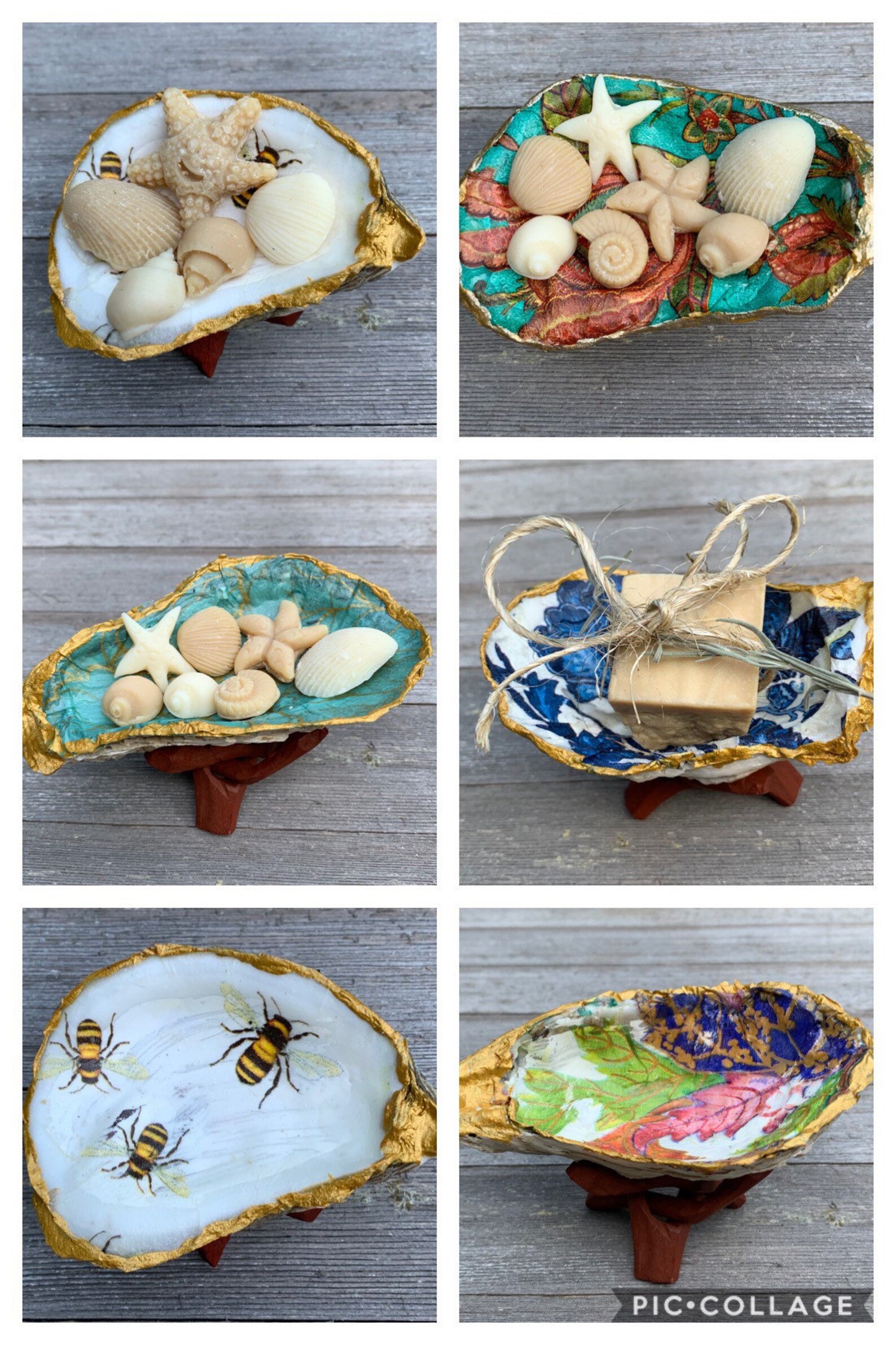 Decoupaged Oyster Soap Dishes Handmade Seashell Soaps | Etsy