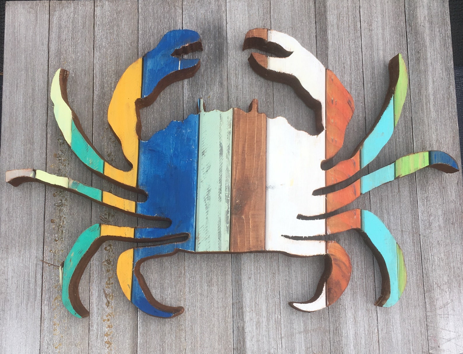 Multi-colored Rustic Wooden Crab made From Reclaimed Wood - Etsy