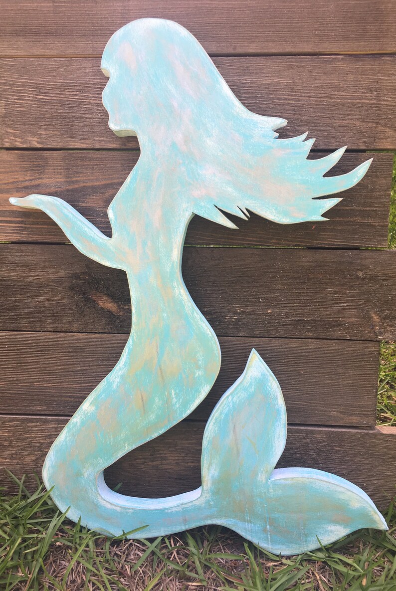 Mermaid Wall Hanger Mermaid Door Hanger Wooden Mermaid | Etsy