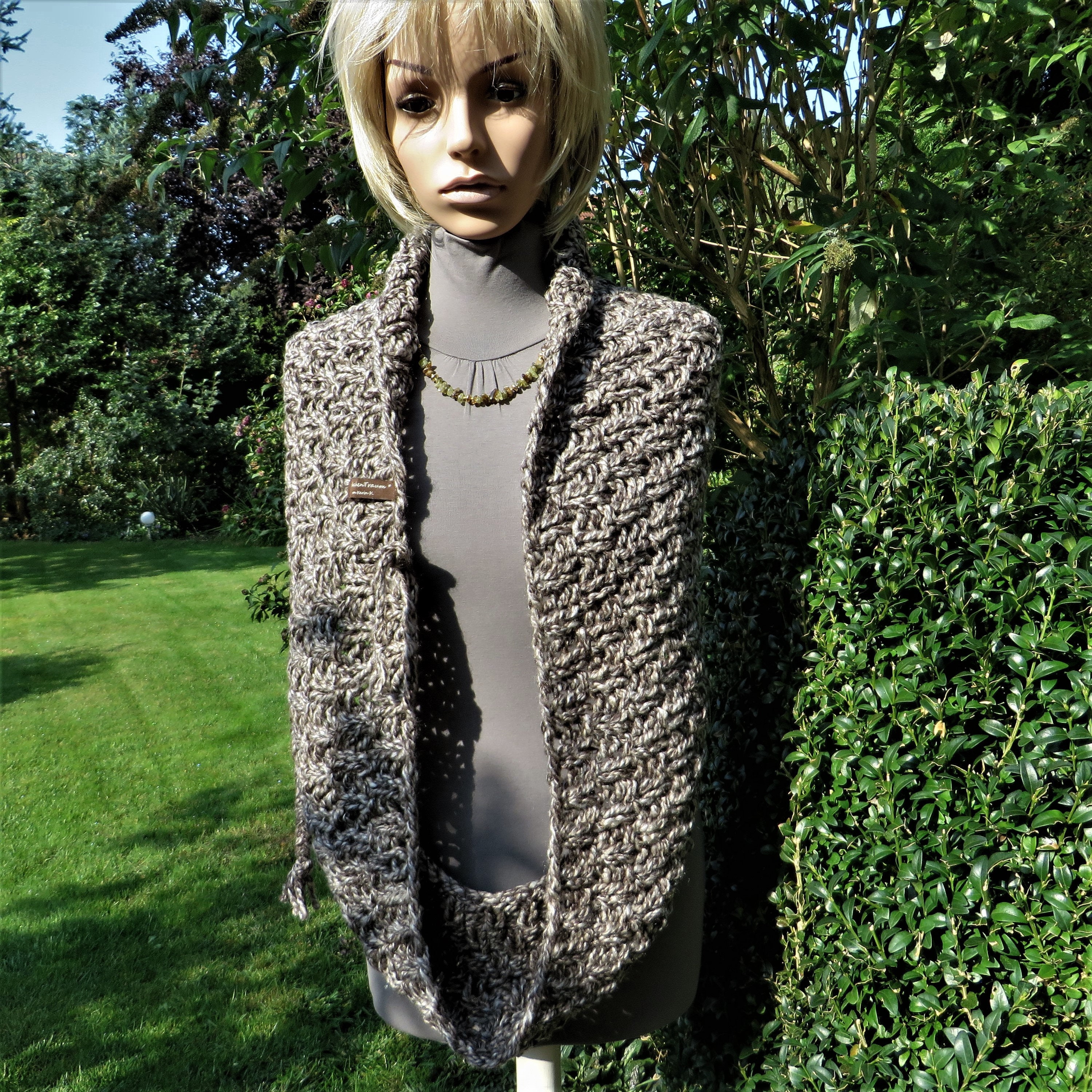 Loop Beige Weißbeige Braun Farbverlauf handgestrickt | Etsy