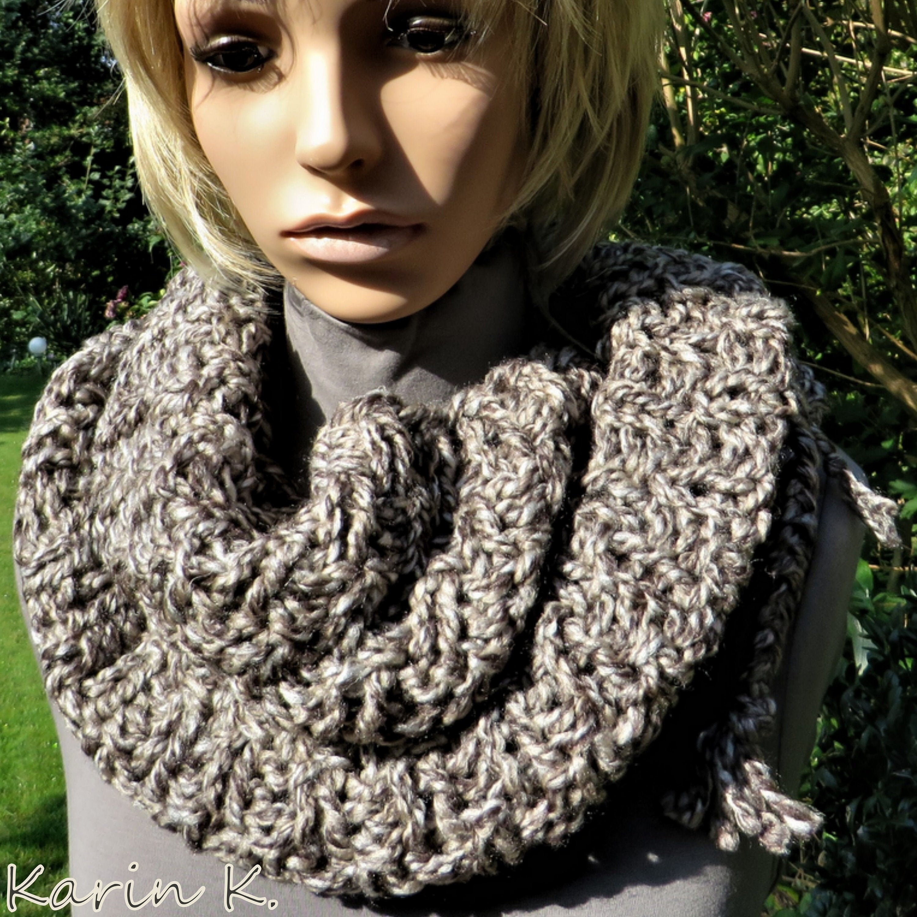 Loop Beige Weißbeige Braun Farbverlauf handgestrickt | Etsy