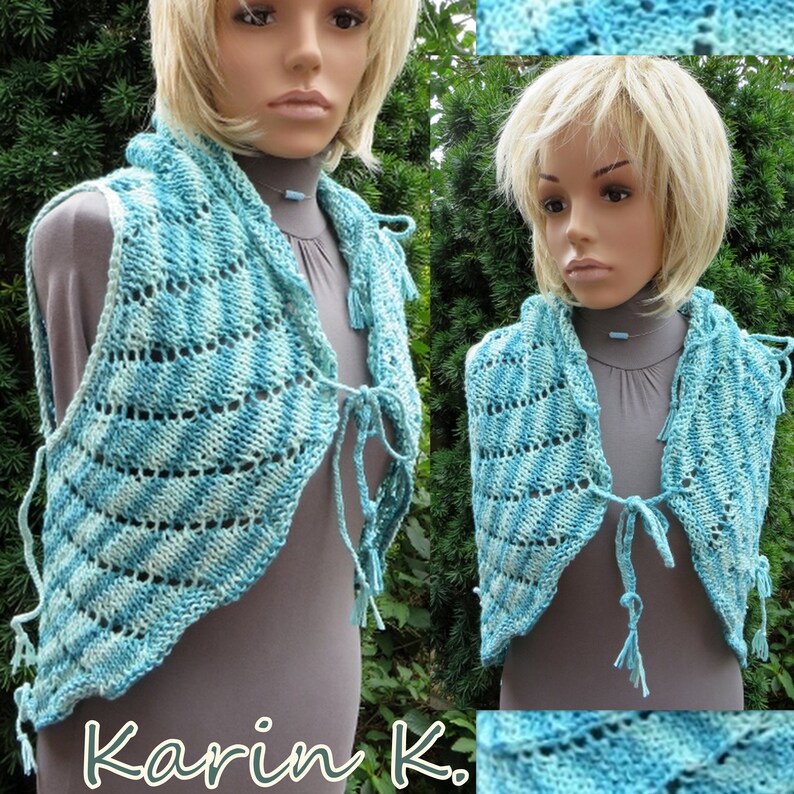 Weste Kreisweste Hippie Look Boho Style Größe 42/44 Lagune im ...