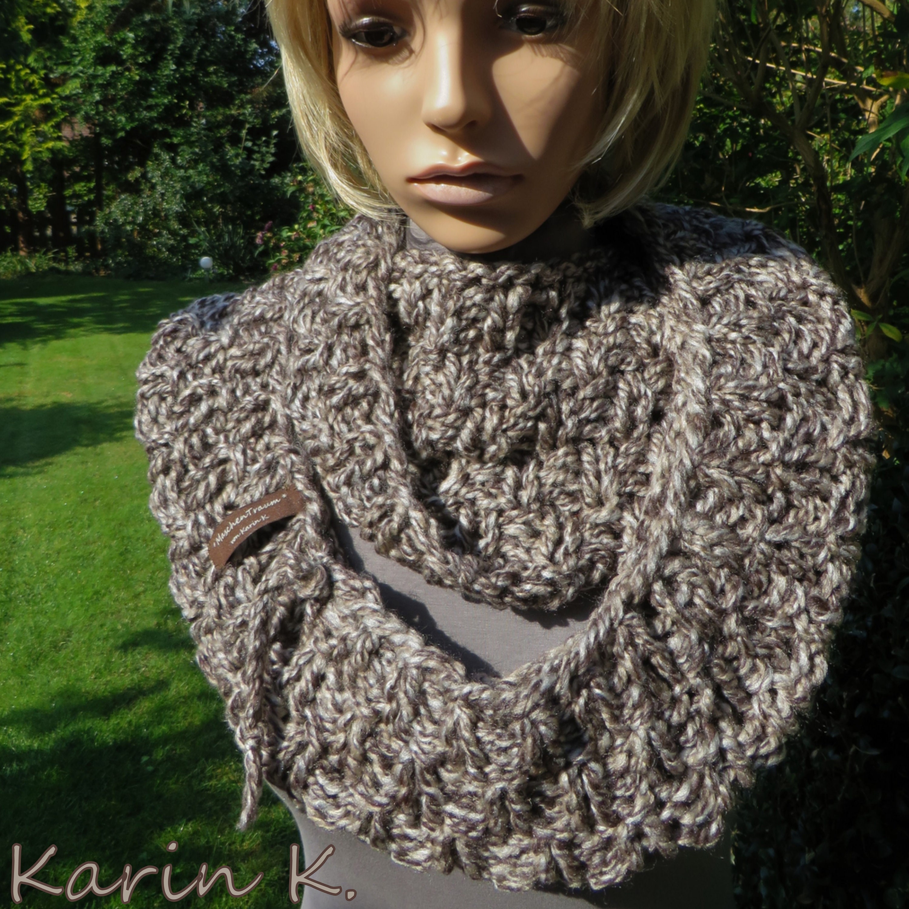 Loop Beige Weißbeige Braun Farbverlauf handgestrickt | Etsy