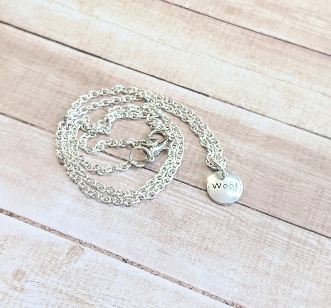 Silver Woof Necklace Joyería Woof Dog Lover - Etsy España