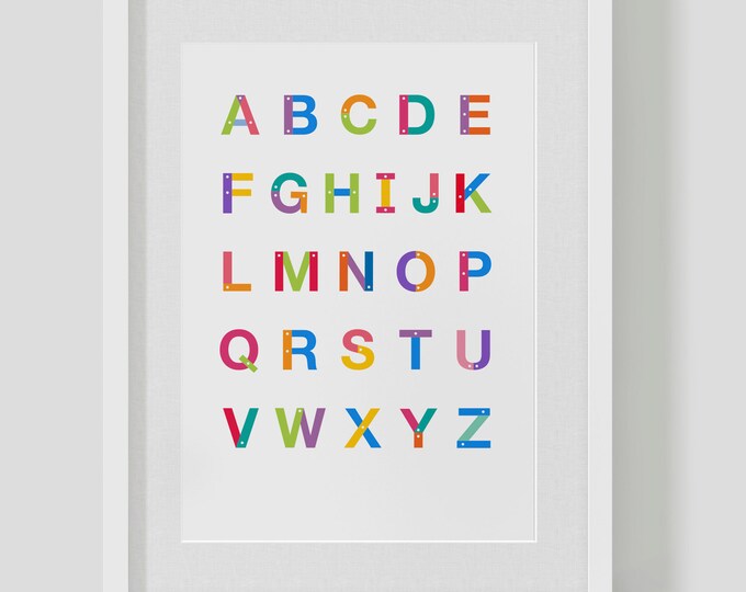 Custom Building Block Alphabet Print / Poster for Children and Nursery ...