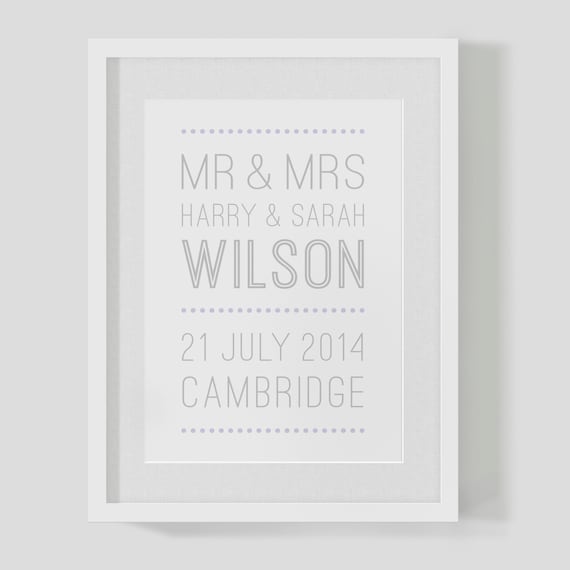 Personalised Wedding Announcement Print / Poster Date / | Etsy
