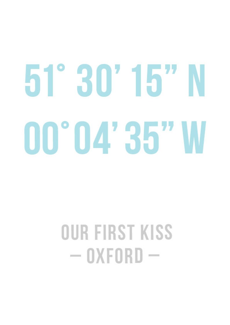 Personalised First Kiss Location Coordinates Poster / Print | Etsy
