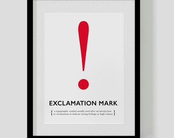 EXCLAMATION MARK Poster Print Custom Colours Designer | Etsy