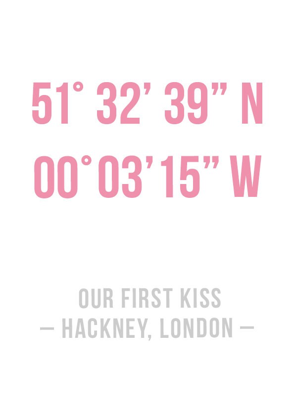 Personalised First Kiss Location Coordinates Poster / Print - Etsy
