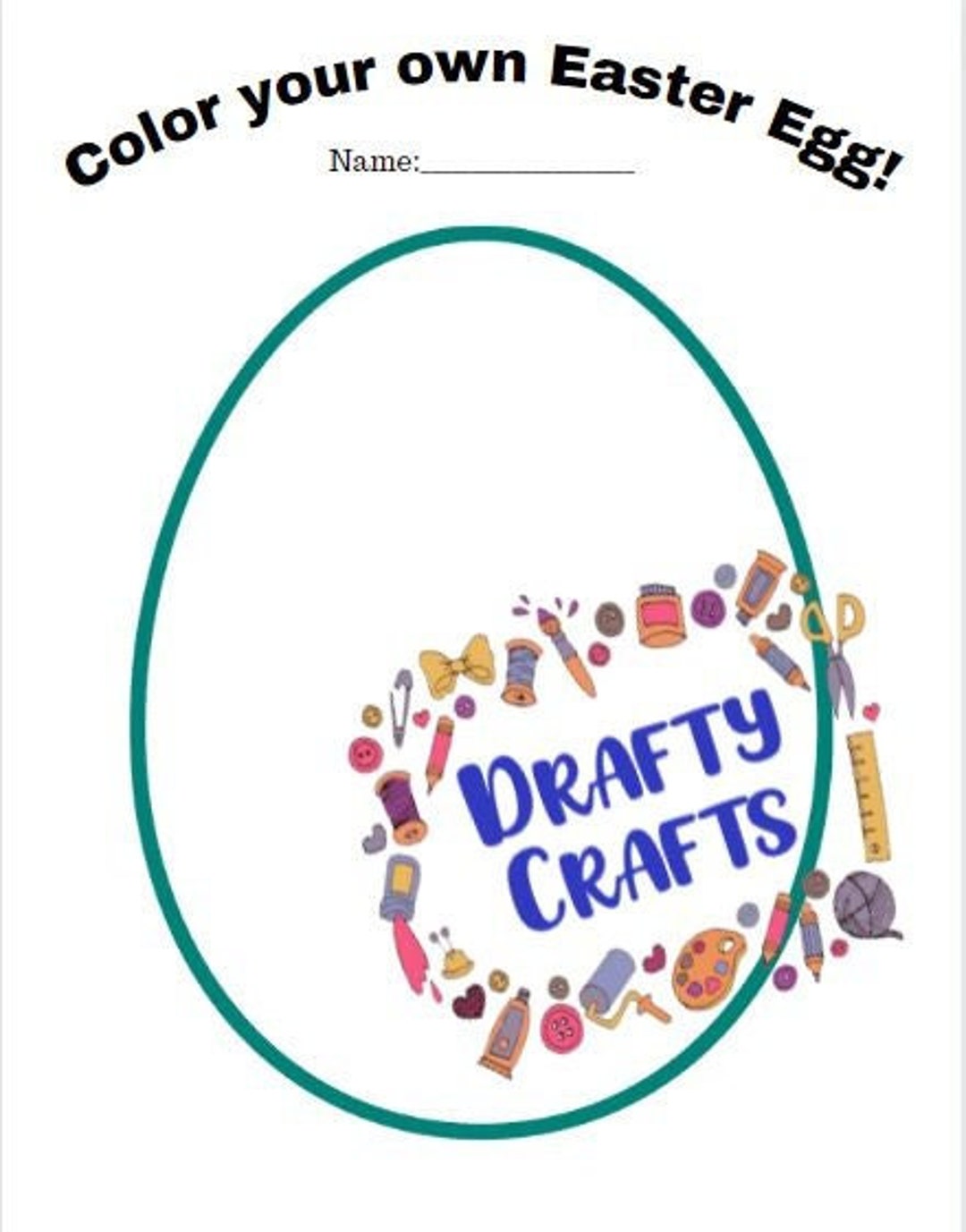 Printable Color Your Own Easter Egg Template for Kids School Class ...