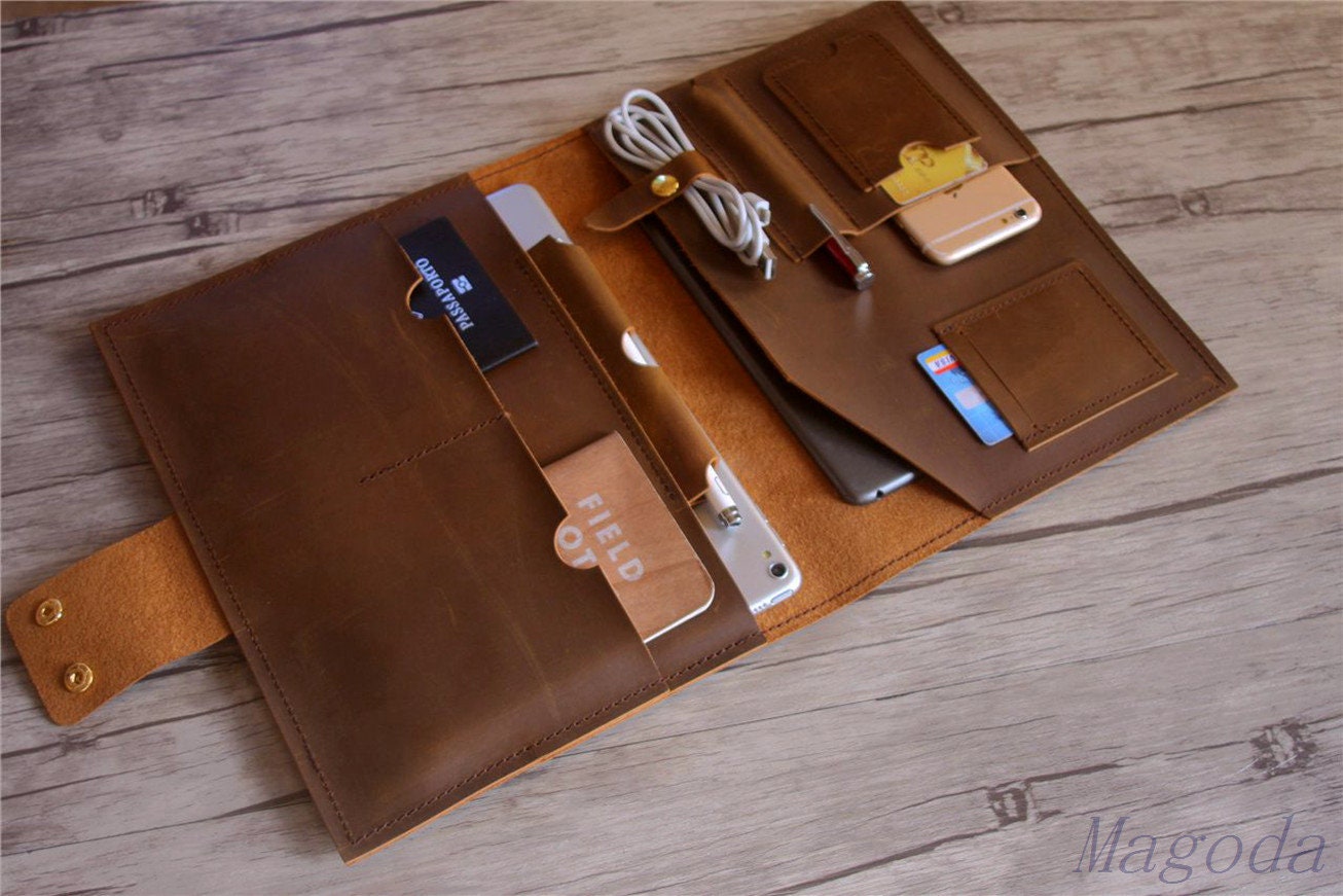 Leather Portfolio Document Holder Women Personalized Travel | Etsy