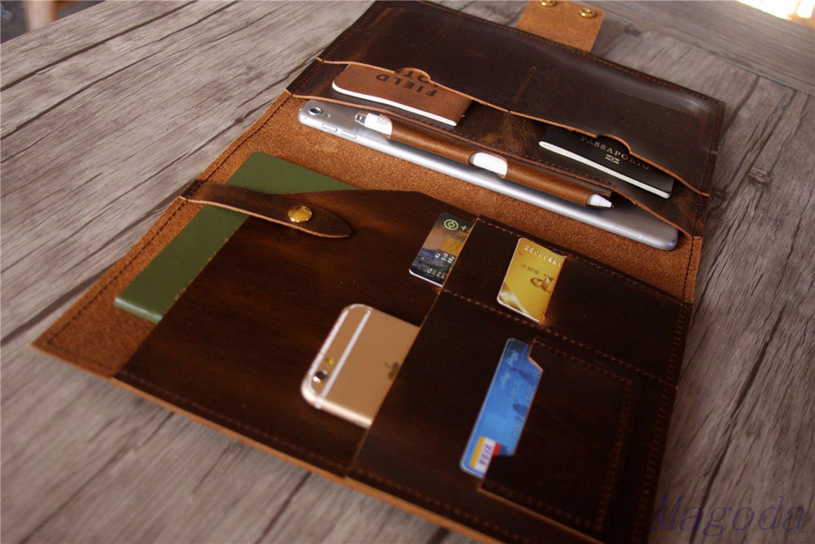 Brown Mens Leather Portfolio Folder Personalized A5 Planner | Etsy