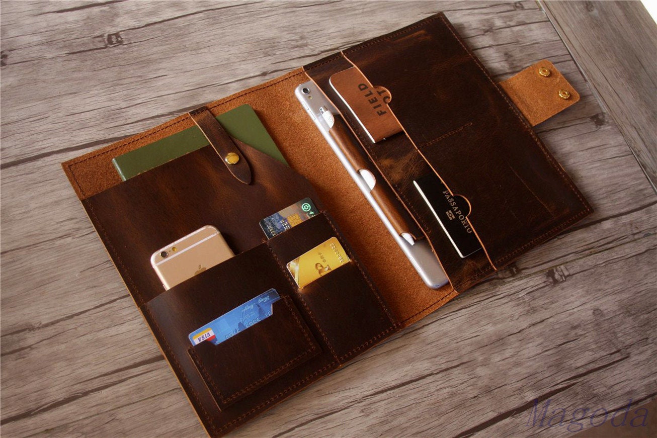 Brown Mens Leather Portfolio Folder Personalized A5 Planner | Etsy