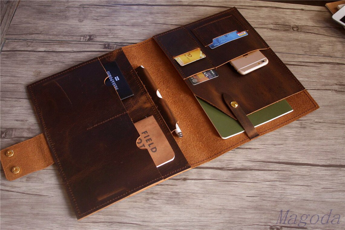 Brown Mens Leather Portfolio Folder Personalized A5 Planner | Etsy