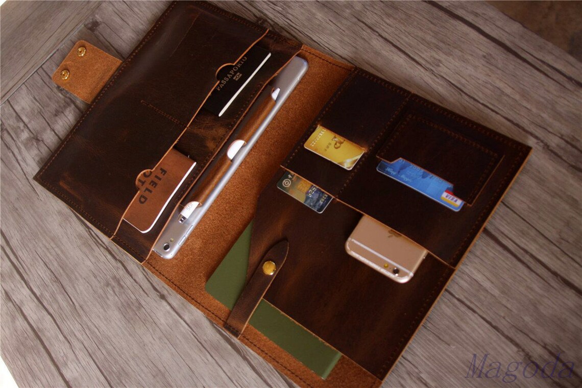 Brown Mens Leather Portfolio Folder Personalized A5 Planner | Etsy