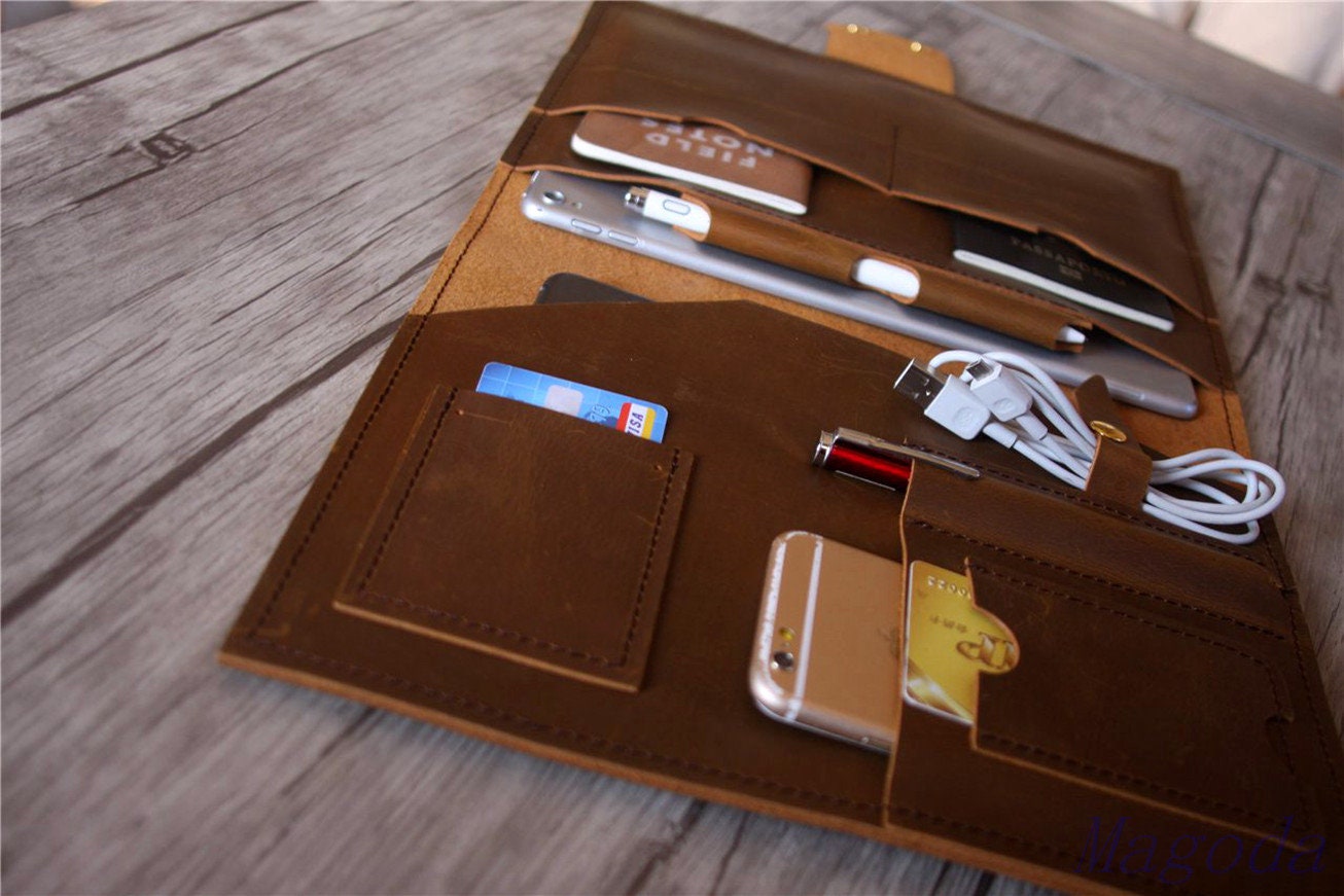 Leather Portfolio Document Holder Women Personalized Travel | Etsy